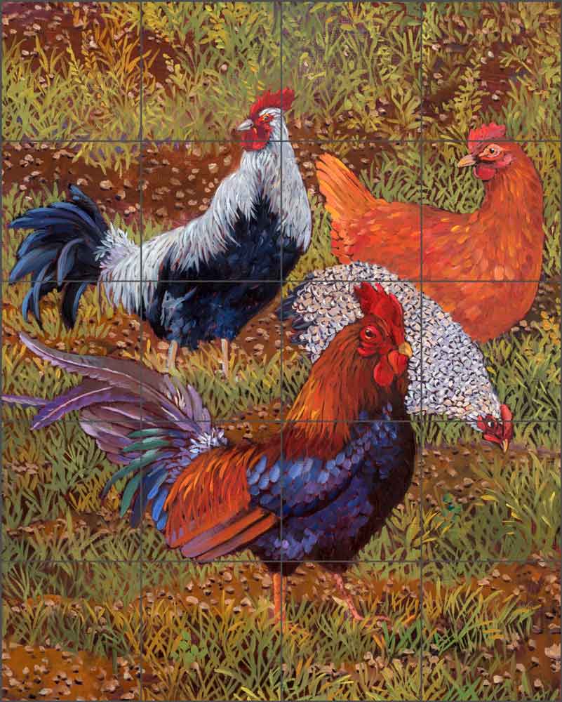 Chicken Feed by John Powell Ceramic Tile Mural POV-JP012: Artwork On ...