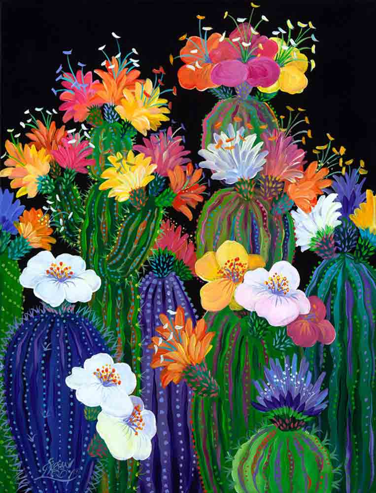 Cactus Blossoms by Susan Libby Accent & Decor Tile SLA103AT: Artwork On ...