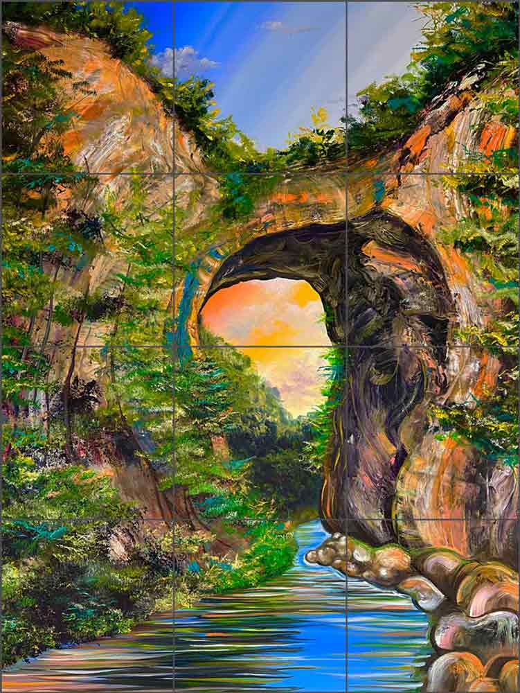 Natural Bridge by Nancy Jacey Ceramic Tile Mural NJ109: Artwork On Tile ...