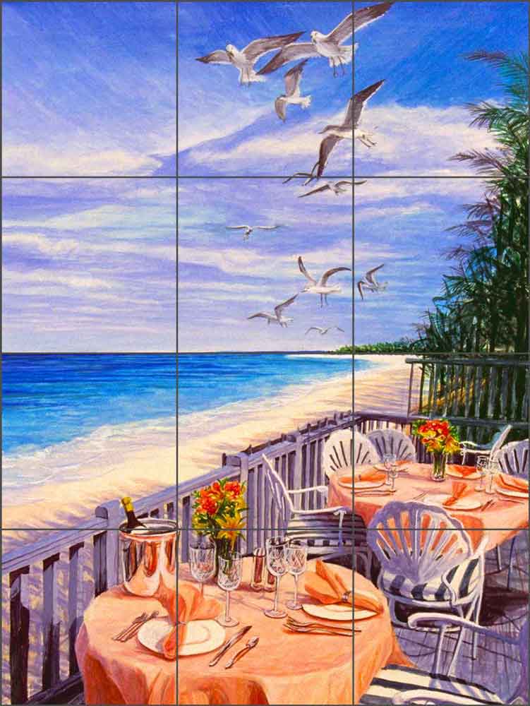 Seaside Terrace by Mayumi Ohno Ceramic Tile Mural POV-MO009: Artwork On ...