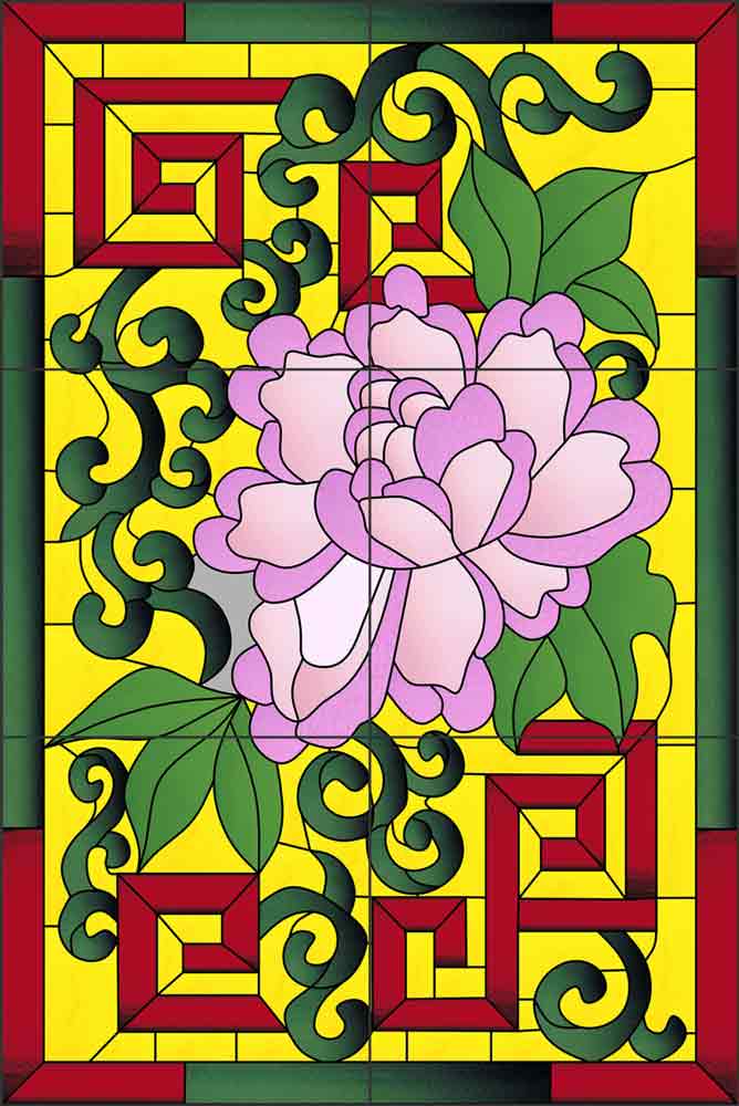 Chinese Floral by Paned Expressions Ceramic Tile Mural OB-PES41 ...