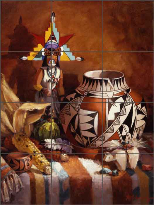 Butterfly Kachina with Hopi Pot by Maxine Johnston Ceramic Tile Mural ...