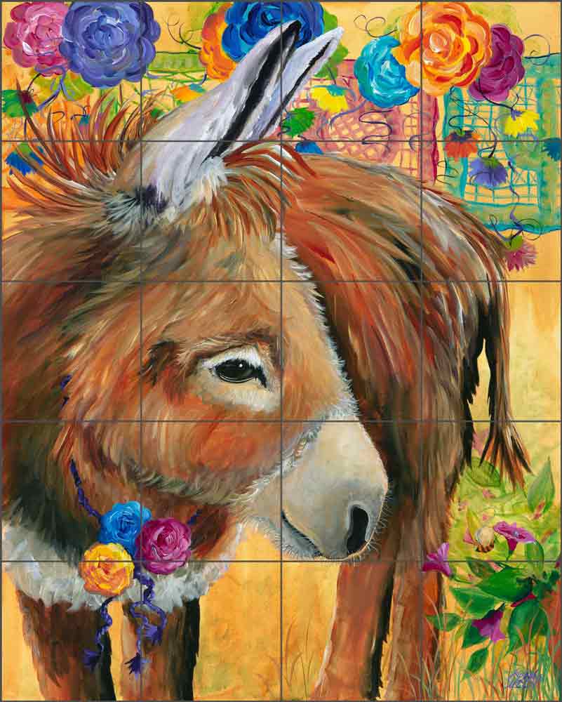 Sweet Little Burro by Susan Libby Ceramic Tile Mural SLA090: Artwork On ...
